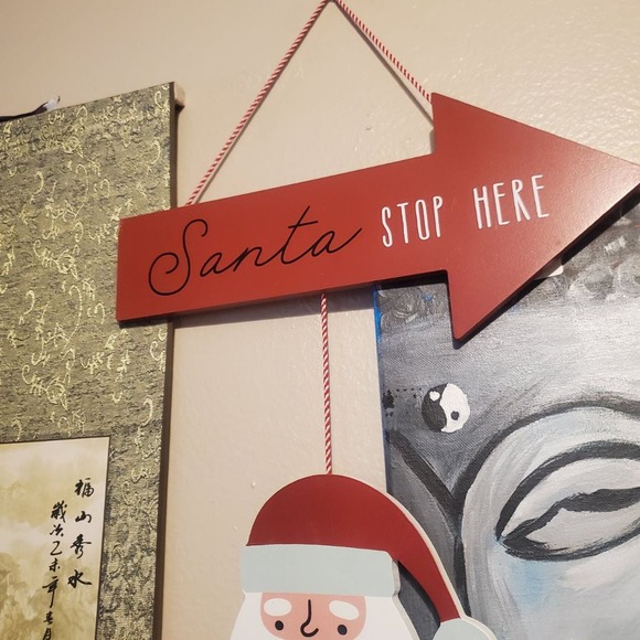 Unknown | Holiday | Santa Stop Here Sign Brand New Santa And Arrow ...